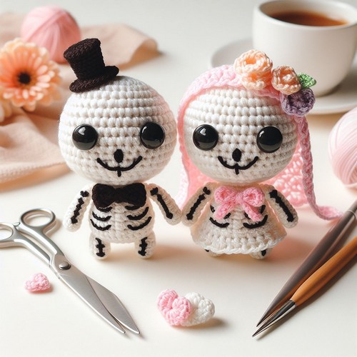 Crochet Mr. & Mrs. Skeleton Idea - All Crafts