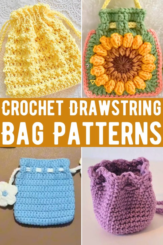 Crochet Drawstring Bag Patterns With Cute Textured Designs - All Crafts